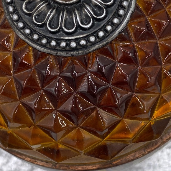 Art | Vintage Amber Glass Orbball Diamond Point Amber Glass With Mother ...